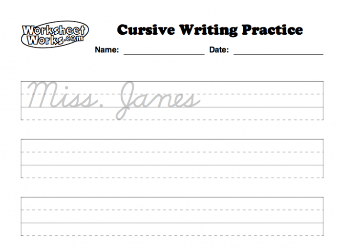 Free Printable Cursive Name Templates Alphabet Tracing Worksheets