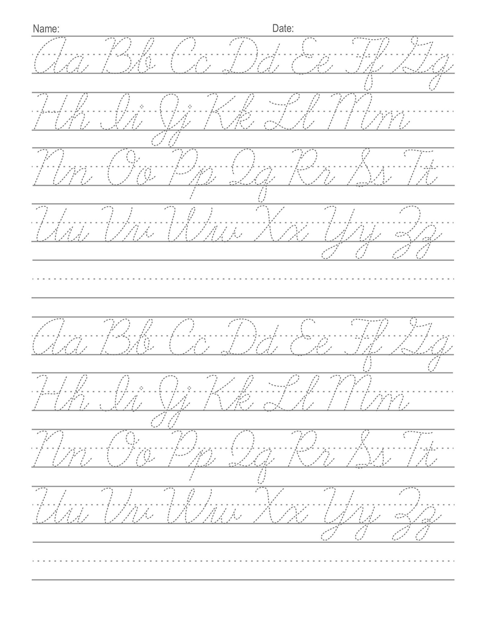 Cursive Letter Tracing Worksheets PDF | Alphabet Tracing Worksheets