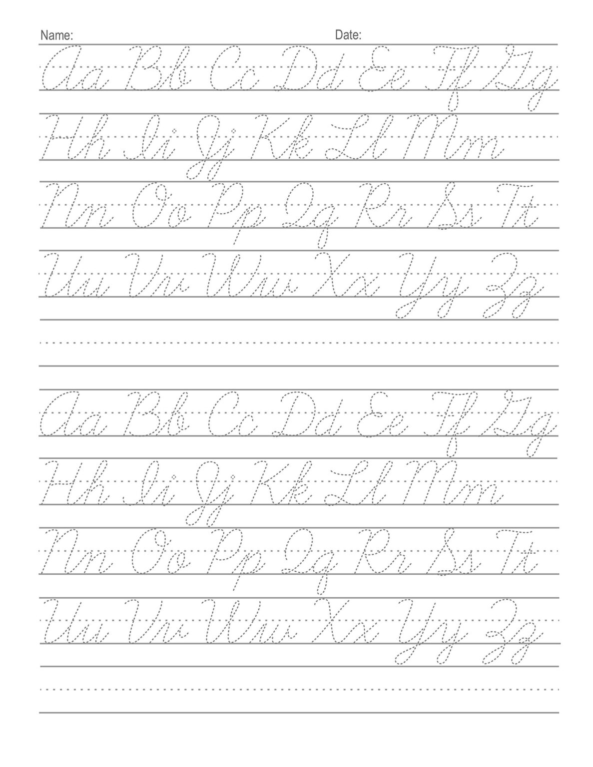 Cursive Alphabet Tracing Worksheets PDF | Alphabet Tracing Worksheets