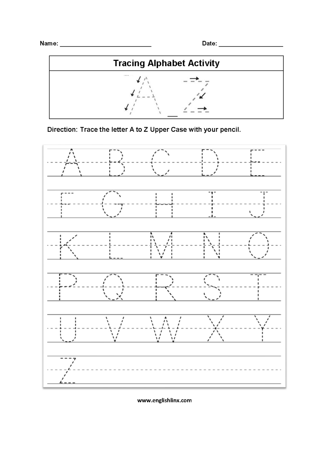 Tracing Letters Az Worksheets TracingLettersWorksheets | Alphabet ...