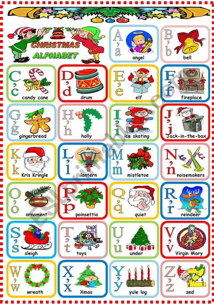 Christmas Words in the Alphabet | Alphabet Tracing Worksheets